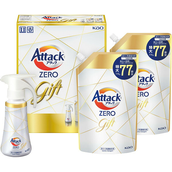 商品説明プッシュ回数で量を調整、片手で計るワンハンドタイプ。「アタック液体史上 最高の清潔力」を贈る。●アタックZEROワンハンド本体(380g)×1、アタックZERO詰替用(770g)×2ITEM INFORMATIONJAN490130...