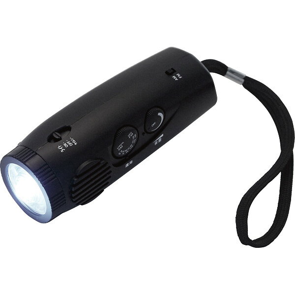 商品説明1台で3役のスグレモノ!AM/FMラジオ・LEDライト・防犯サイレン。非常時にも安心して使えるワイドFM対応です。●単4電池3本使用(別売)