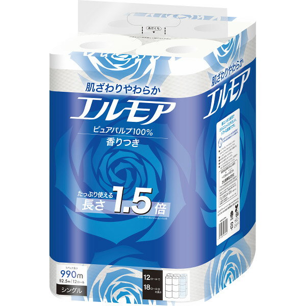 商品説明●ピュアパルプ100%で、なめらかでやわらかな肌ざわり。●交換回数を減らせる1.5倍巻。●ほんのりさわやかな花の香りつき。ITEM INFORMATIONJAN4971633163430