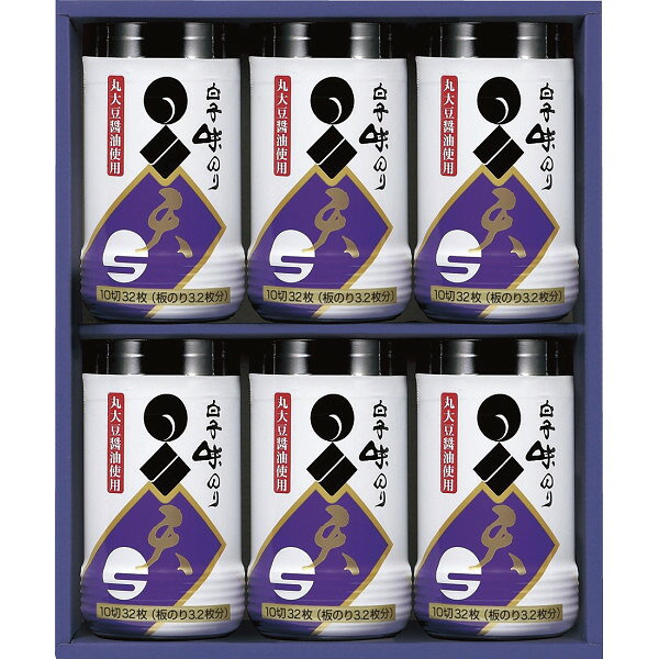 商品説明丸大豆醤油を使った、使いやすい卓上ボトル入りの味のりの詰合せ●味のり10切32枚×6ITEM INFORMATIONJAN4901673300335アレルギー表示特定原材料小麦、えび特定原材料に準ずるもの大豆