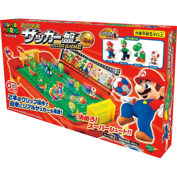 商品説明スーパーマリオのサッカー盤が新登場!新たに採用した左右2本のマルチコントロールグリップの操作でリアルなサッカーゲームが簡単に楽しめます。●対象年齢:5歳~ITEM INFORMATIONJAN4905040075000
