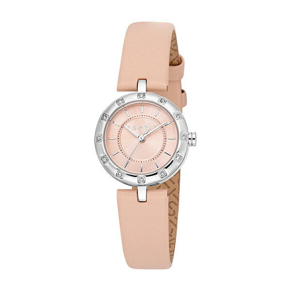 メーカー：ESPRIT エスプリ製品名：ES1L399L0025JANコード：4894626209581ケースサイズ：26mmムーブメント：クォーツバンド：カーフレザー防水：5ATMケース：ステンレススチール文字盤色：ローズ付属品：箱・取説...