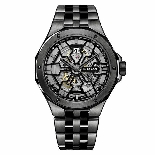 メーカー：EDOX エドックス製品名：85303-357GNM-NGNキャリバー：自動巻き（EDOX853　42時間パワーリザーブ）ケースサイズ：43mm径、12.5mm厚ケース：316LステンレススティールグレーPVD防水：20気圧/20...
