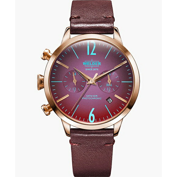 メーカー：WELDER ウェルダー製品名：WWRC103防水：5気圧防水ケースサイズ： 横（リューズ含めず）×縦×厚み：約φ38mm（リューズ除く）バンド素材：レザーガラス素材：フォトクロミック加工ミネラルガラスケース素材：ステンレススティ...