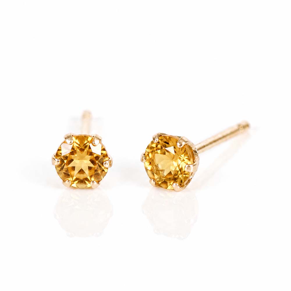 商品：【誕生石シリーズ】11月　K18 シトリン 一粒 ピアス 3mm スタッドピアス 18金 イエローゴールド シンプル 両耳用 レディース K18シリコンダブルロックキャッチ付き プレゼント ギフト製品名：239082-006素材：K1...