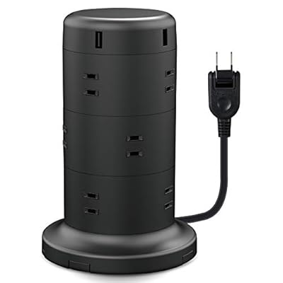 電源タップ タワー型 延長コード [ 12個口 & USB×5ポート ] 固定パーツ付 雷ガード ほこりシャッター 2m ブラック ECT-0720BKブランド色ブラックモデルECT-0720BK商品説明【商品概要】差込口12口とUSBポー...