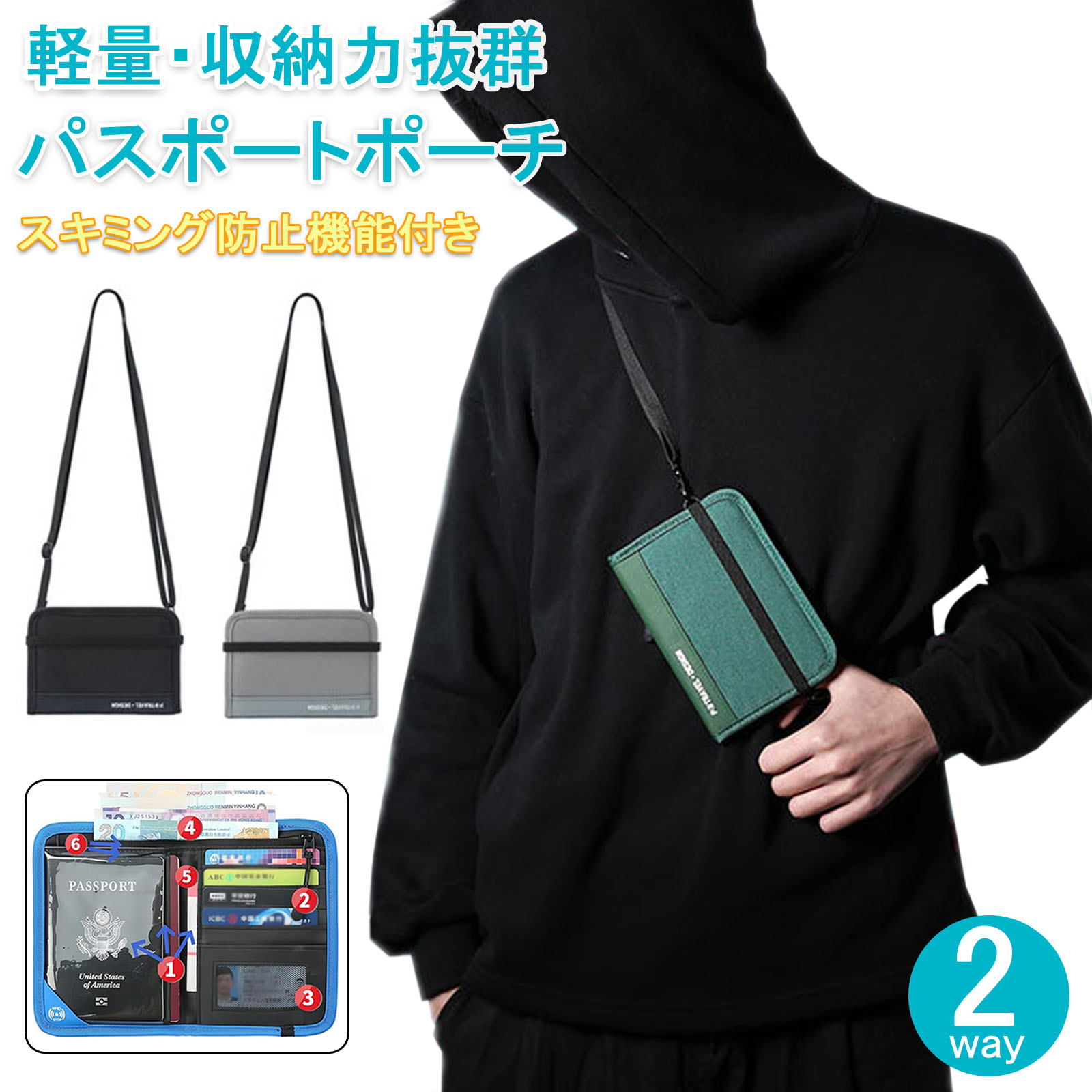 商品紹介●携帯に便利：パスポート、IDカード、銀貨、スマートフォンなど、海外旅行でよく使うものをコンパクトに収納できます。 緊急時にはすぐに取り出して使用できます。 ●防水性：本製品は防水性に優れており、万が一水が浸入しても財布の中のお金や...