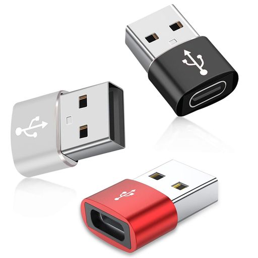 【高速データ転送と安全な充電】このアダプタを使用すると、USB2.0高速データ転送と急速充電をサポートしています。 【パッケージ内容と製品仕様】3個セット、ブラック/シルバー/レッド各1個。仕様:長さ2.6cm、幅1.2cm、重量は約3.5...