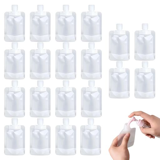 【セット内容と容量】100mlのパウチ容器が20個ずつ、乳液、シャンプー、コンディショナー、ボディソープ、ハンドソープ、メイク落としなど、さまざまな液体の小分けに最適です。 【高品質で安心素材】このトラベル用パウチ容器は、100%グレードの...