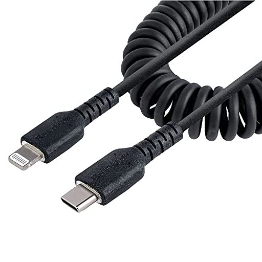 USB-C - Lightningケーブル:コイル型のケーブルで38cmから最大1mまで伸縮。丈夫で柔軟性のあるTPEジャケットにより、巻き取りやすく、車のコンソールボックスやグローブボックスに収納可能 高耐久性:アラミド繊維で補強した高品...