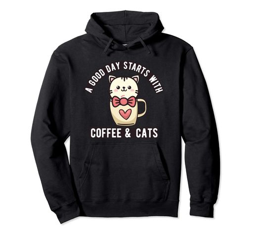 Agooddaystartswithcoffeeandcatsfunnygiftforcaffeineandkittensloverwithcutecatsittingincoffeemugperfectcatownergiftwithin...