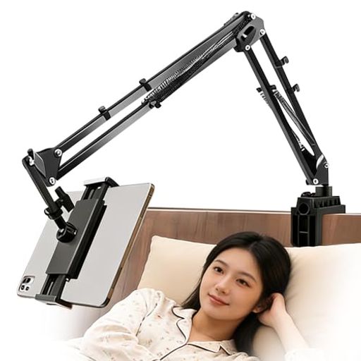 【全デバイス対応サイズ】4.7〜12.9インチ(約120-250mm)マルチデバイス対応のスマホスタンド: iPad全世代/iPhone/Android/Switch/Kindle/Fire HDなど。両側フック式ホルダーでケース装着時も固...