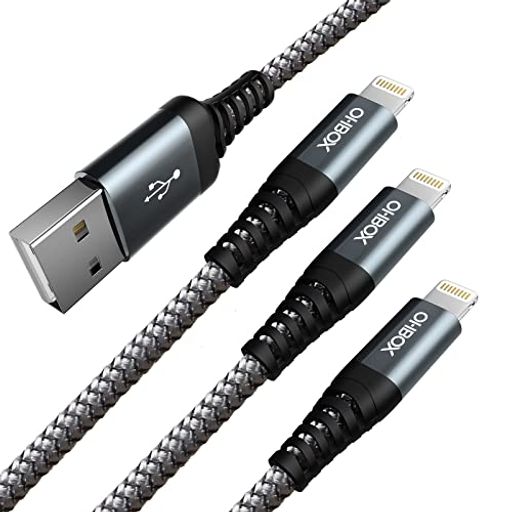 【高品質】:ohbox iPhone ケーブルは 認定されたICチップを使用して、電流をより安定させ、充電を安定させることで、携帯電話のバッテリーの寿命を延ばすだけでなく、充電をより安全にすることができます。ナイロン編みによるケーブルは手触...