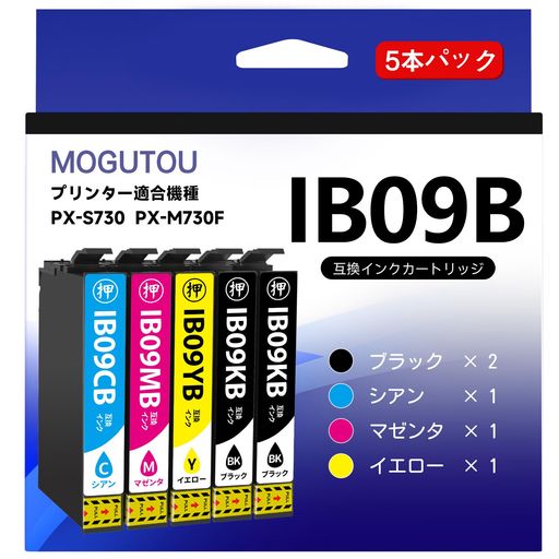 【対応機種】プリンターPX-M730FPX-S730に適用します。 【商品仕様】互換インクカートリッジIB09CL4B4色5本:IB09KB(ブラック)2本/IB09CB(シアン)1本/IB09MB(マゼンタ)1本/IB09YB(イエロー)...