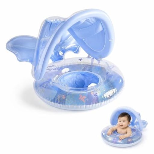 【人魚可愛いデザイン・1~4 歳幼児対応】雲見 子供浮き輪は人魚をモチーフにした可愛いデザインで、カラーも可愛らしく夏の水遊びにぴったり、1 歳から 4 歳までの幼児・赤ちゃんに適したベビーフロートです。 【取り外しサンシェード搭載・UV ...