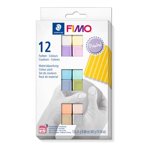 STAEDTLER8023C12-3FIMOソフトオーブン硬化モデリング粘土12x25gブロック-パステルカラー