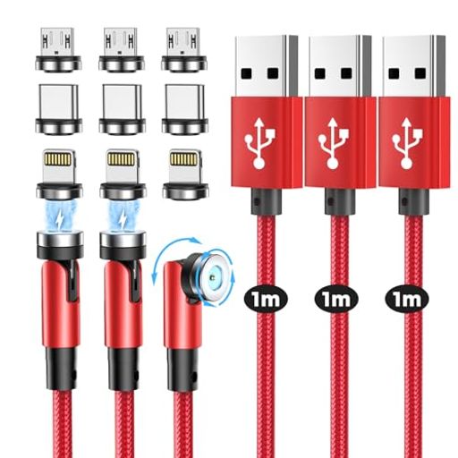 💡【3-in-1マグネット式充電ケーブル】:このマグネット式スマホ充電ケーブルには、Micro USB、Type C、Lightningの3種類のマグネットコネクタが付属しています。コネクタ部分を予めデバイスに装着しておき、...