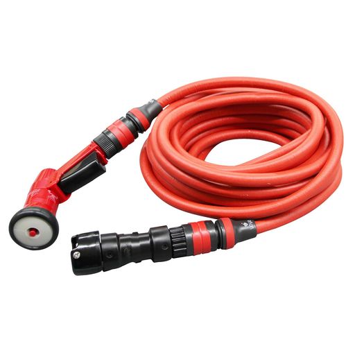 水を通すと伸び、水を抜くと元に戻る散水ホース サイズ:W280mmxD190mmxH170mm ホース長:10m 重量:1.5kg 使用流体:水