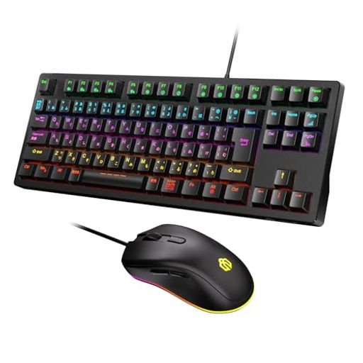 【有線 ゲーミングキーボード・マウスセット】91キーの当メカニカルキーボードは、全キー同時押し対応(Nキーロールオーバー)で、素早いキー入力でも誤作動を防ぎ、スムーズなゲーム操作を実現します。マウスも有線接続のため、接続切れや充電切れの心配...