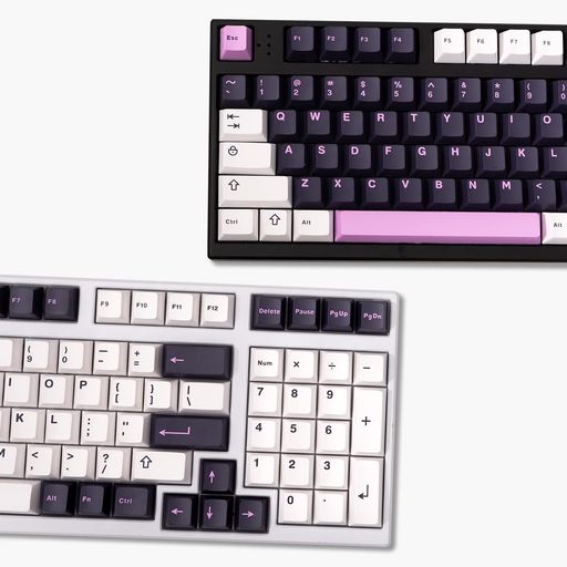 🎉【ダブルショットキーキャップ】このホワイトパープルキーキャップは、高品質の材料とダブルショット技術によって作られ、伝説は見栄えの良いフォントで明確でフェードすることはありません、タッチに優れ、強力で頑丈です。 Ӿ...
