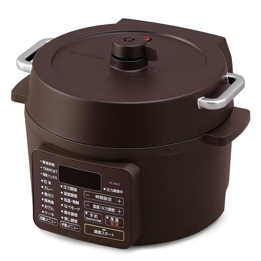 商品サイズ(cm):幅約28.2x奥行約27.4x高さ約21.3●商品重量:約3.6kg 電源:AC100V(50/60Hz共用)●定格消費電力:800W●炊飯容量/無洗米、白米:3合/玄米:2合 最高圧力:70kPa●調理容量:約1.4L...