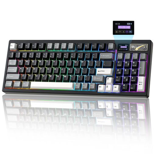 カスタムLCDキーボード YUNZII IF99ワイヤレスメカニカルキーボードには、時間、GIF、写真、バッテリーステータス、接続モードなどを表示できるカスタマイズ可能なLCDスクリーンが搭載されています。ペットや愛する人など、お気に入りの...