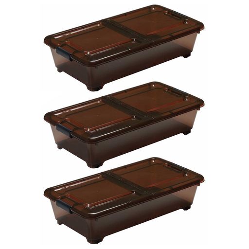 ベッド下収納【3個セット】 サイズ:幅40x奥行75x高さ18cm 内寸:幅31x奥行64.5x深さ14.5cm キャスター付き 【日本製】完成品