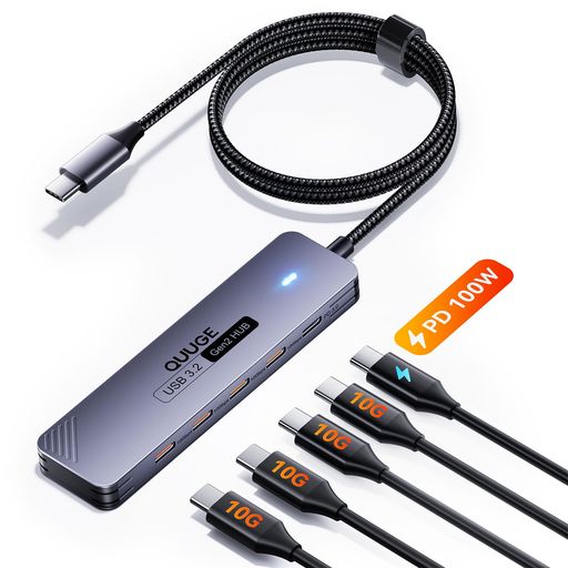 【10Gbps 高速データ転送 USB-C ハブ】 当社のUSB Cハブは、4つのUSB-Cポート全てが最大10Gbpsの超高速データ転送を実現。これは従来のUSB 3.0 (5Gbps) の約2倍の速度に相当し、例えば25GBのブルーレイ...