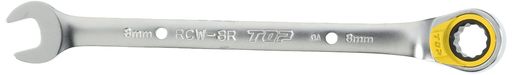 呼び寸法:8mm 全長:134mm 本体重量:35g ラチェットヘッド部角度:13° 保障トルク(N・m):スパナ部/15、ラチェット部/30 材質:Cr-V