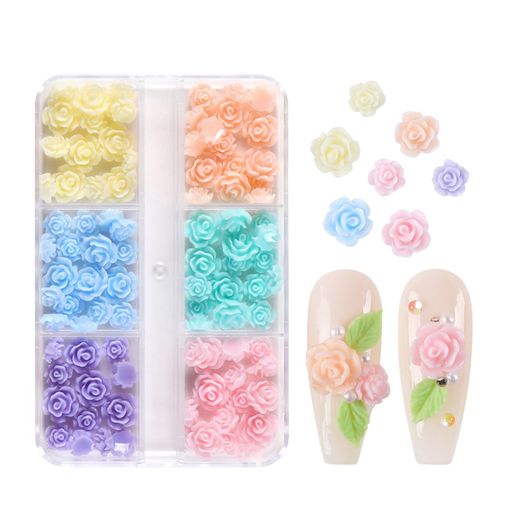💅【仕様】:立体バラネイル小物約80個入、収納ケース付。 💅【規格】:6色の組み合、それぞれ6mm、8mmの2種類のサイズがあります。 💅【バラの形】:おしゃれなバラの形で、さまざまなデザイン...