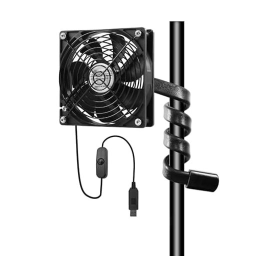 静音&amp;強力送風: 92x92x25mmのUSB扇風機は2000RPMで32.1CFMの風量を実現。約33.5dBAの静音設計で卓上扇風機として快適に使えます。 自由に曲がるスタンド: フレキシブルグースネック付きで、ラック・ポール・...
