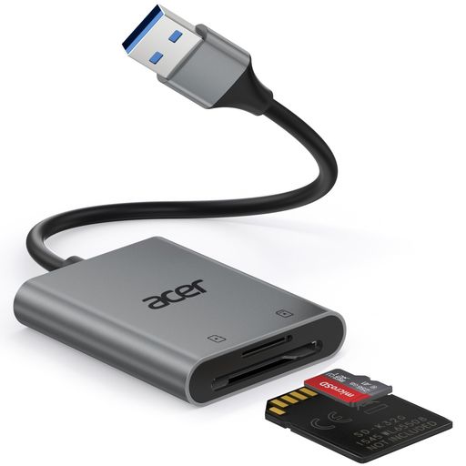 超高速データ転送 - USB 3.0ポートを搭載したAcer SD カードリーダー USBは、最大5Gbpsの高速転送に対応し、USB 2.0の約10倍の速度でデータを転送できます。1GBのファイルも数秒で転送可能です。USB 2.0/1....