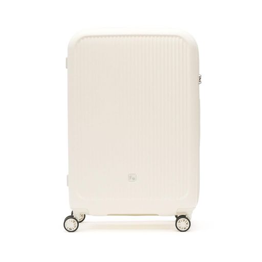 カラー:クリーム 素材: ポリカーボネート サイズ:横40cmx縦59cmx奥行26cm 総外周:横41cmx縦65cmx奥行26cm=132cm 重量:約2.7kg 容量:約58L 内装 メインルーム : Xベルト、間仕切り