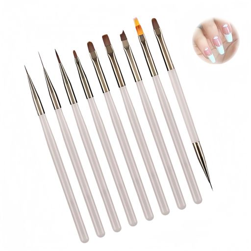 セット内容:ネイル筆9種類のネイルブラシセットになります(1本のブラシはダブルヘッドです)。画筆の筆先は9種異なるの形状、簡単に好きなネイルアートデザインを創り出しましょう!プロのサロンや家庭のDIYネイルアートに最適、ネイルの専門家とネイ...