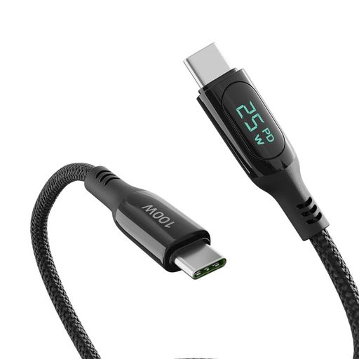 PD 100W高出力サポート E-MARKERチップセットの使用 KC安全認証 断線防止ファブリック素材 LED充電電力表示 480Mbpsデータ転送