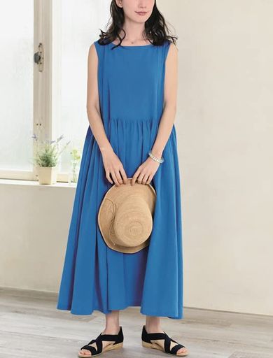 Sewing Pattern Studio 縫い代付き型紙・パターン ノースリーブワンピース MサイズSB-0037 ■参考材料用尺(左からS・M・L LL) <表布 107cm幅> 5m・5m10cm・5m20cm・5m30c...