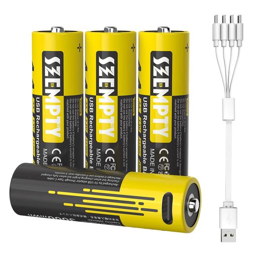 【3000mWhの高容量、20%長い使用時間】SZEMPTY単3形充電池はA+リチウム電池で作られ、実質3000mWh(約2000mAh)の電池容量で、類似の充電池より使用時間が長く、良い経験です。 【最速2時間で満充電、USB充電、専用充...