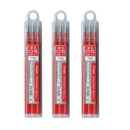 ボール径:0.5mm インク色:赤 水性ゲルインキ 3本入りx3パック ※このボールペン替芯は証書類・宛名書きには使用できません。