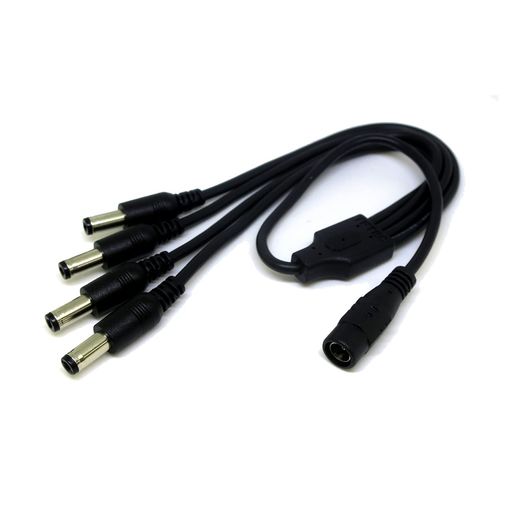 端子:DCジャック(2.1mmメス)-DCプラグ(2.1mmオス)x4ケーブル長:約34cm重量:35gカラー:ブラック