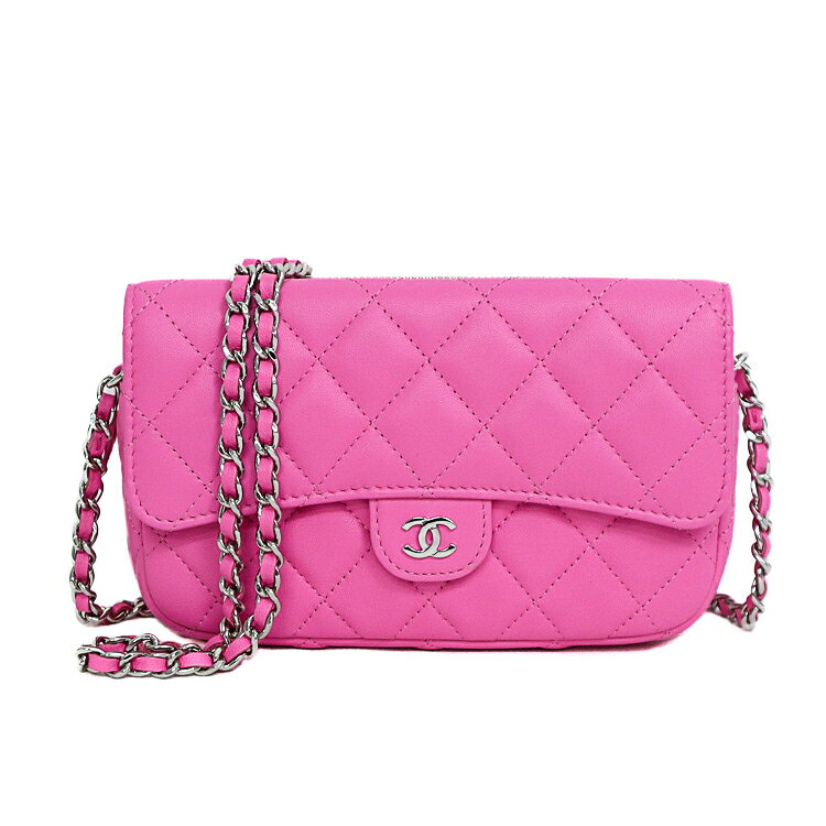 ブランドシャネル CHANEL 　 ラインチェーンウォレット 商品名フォン ケース フラップ チェーンウォレット シリアル/製造ロット313※※※※※ 素材レザー 色ピンク シルバー金具 商品仕様［開閉方法］・マグネット式・ファスナー式［外...