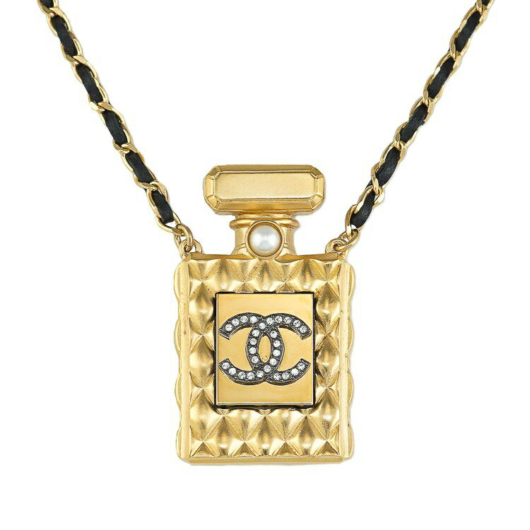ブランドシャネル CHANEL 　 商品名香水瓶 ボトルモチーフ ネックレス シリアル/製造ロットF20A 年式2020年 素材フェイクパール ラインストーン レザー サイズ・全長：65cm・トップ　縦×横：4.8×2.8cm・重さ：51....