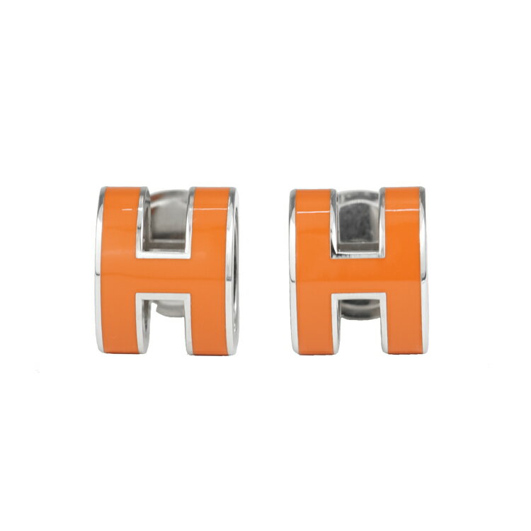 ブランドエルメス HERMES 　商品名ポップアッシュ ピアス　原産国フランス素材メタルラッカー色オレンジシルバー　サイズ・横幅：9.7mm・高さ：11.7mm・重さ：5.7g ※メジャー採寸の為、多少の誤差はご了承下さい。付属品箱状態A　...