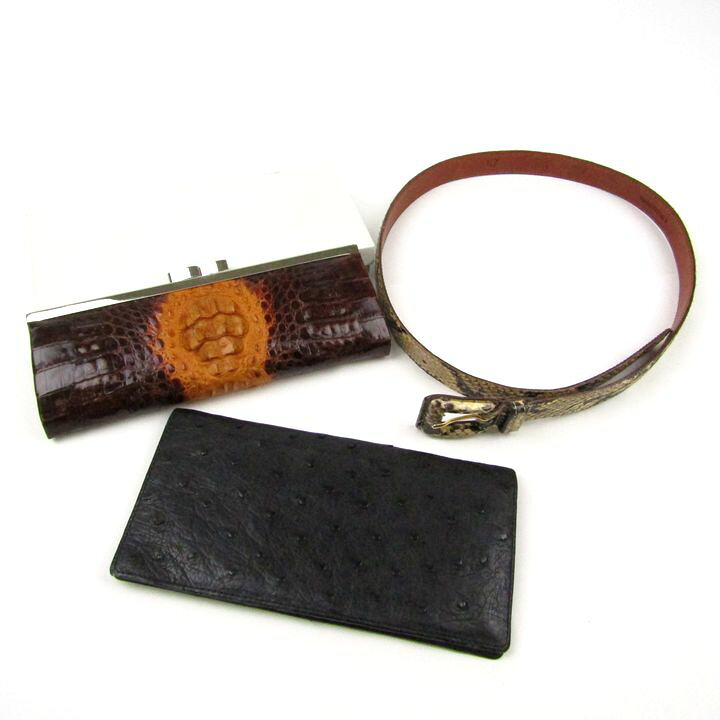 【状態追記】 部分的にスレ・キズ有り。 【付属品】 なし / 商品サイズ (こちらのサイズ表記は平置き採寸のサイズです。) 表記サイズ --- サイズガイドはこちら /商品詳細 ブランド名 クロコダイル カイマン/オーストリッチ/パイソン ...