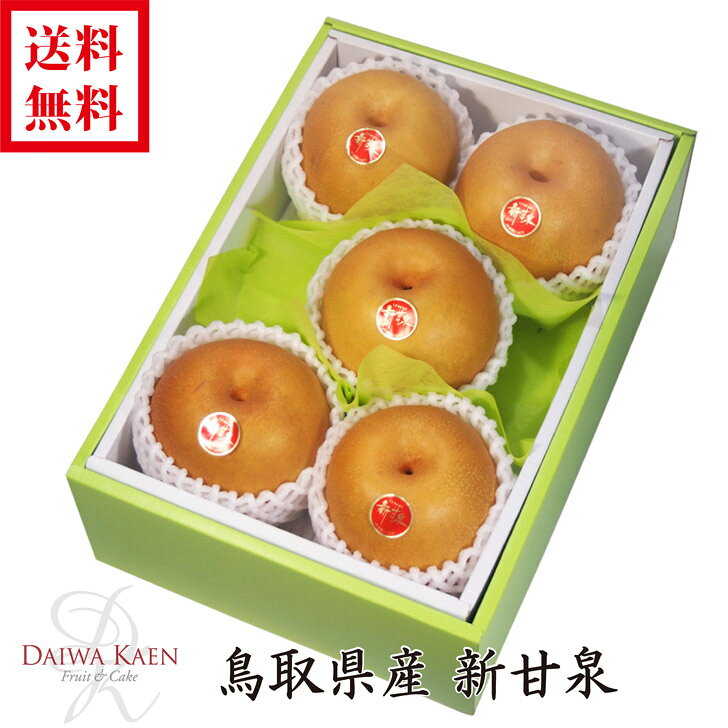 商品情報名称新甘泉 化粧箱詰め産地名鳥取産内容量約400g×5個保存方法冷蔵庫（野菜室）で保管してください。配送方法【送料無料】ヤマト運輸にて配送いたします。送料無料 鳥取産 新甘泉 梨 5個入 高級 果物 フルーツ ギフト プレゼント 大...