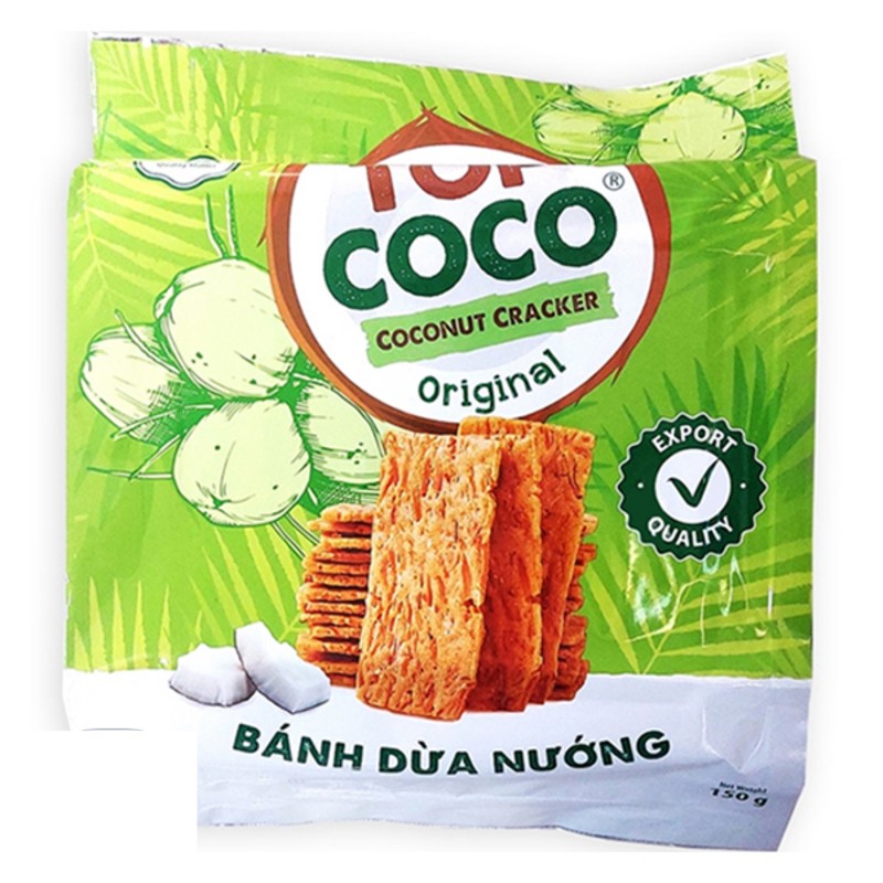 ココナッツクッキー2袋セット 150g×2個原材料名：小麦粉、砂糖、ココナッツ、植物油脂、食塩、膨張剤、香料。直射日光、高温多湿を避けて保存してください。関連キーワード: ココナッツ、クラッカー、クッキー、トップココ、オリジナル