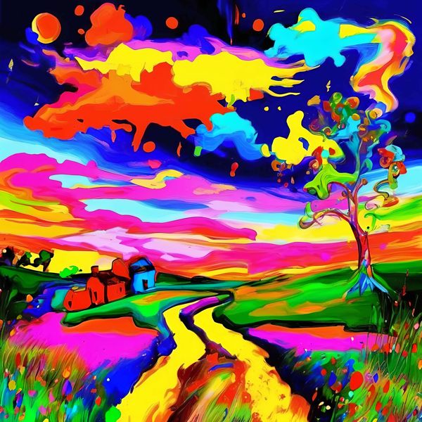 最初の商品画像がポスターの全体図です．2 番めの商品画像として中央部分の拡大図をのせています． 【GPT5/4o による解説】 (正確でない場合がありますので，ご注意ください.) この絵は，鮮やかな色彩と大胆な筆遣いが特徴で，ポスト印象派や...