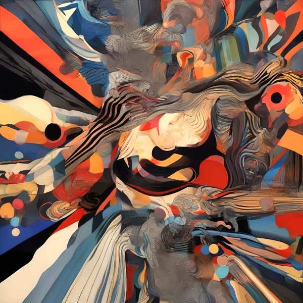 最初の商品画像がポスターの全体図です．2 番めの商品画像として中央部分の拡大図をのせています． 【GPT5/4o による解説】 (正確でない場合がありますので，ご注意ください.) この絵は，曲がりくねった線と色のかたまりが重なり合い，渦を巻...