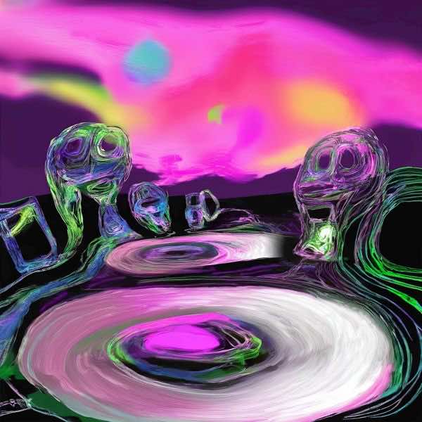 最初の商品画像がポスターの全体図です．2 番めの商品画像として中央部分の拡大図をのせています． 【GPT5/4o による解説】 (正確でない場合がありますので，ご注意ください.) この絵は，シュルレアリスムや抽象表現主義の影響を受けているよ...