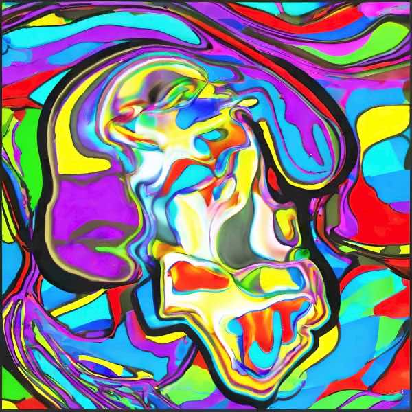 最初の商品画像がポスターの全体図です．2 番めの商品画像として中央部分の拡大図をのせています． 【GPT5/4o による解説】 (正確でない場合がありますので，ご注意ください.) 本作は鮮烈な原色が渦を巻くように配置され，有機的な輪郭が交錯...