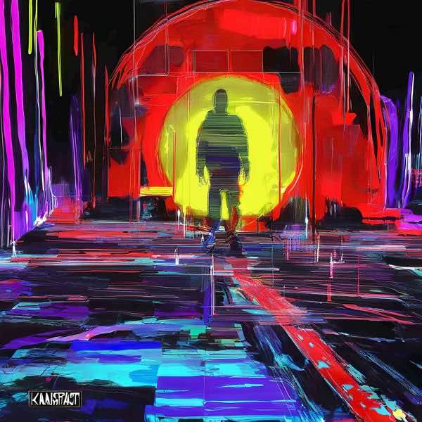 最初の商品画像がポスターの全体図です．2 番めの商品画像として中央部分の拡大図をのせています． 【GPT5/4o による解説】 (正確でない場合がありますので，ご注意ください.) 闇のなかに灼熱の赤と黄が開き，中央の人物は“門”のシルエット...